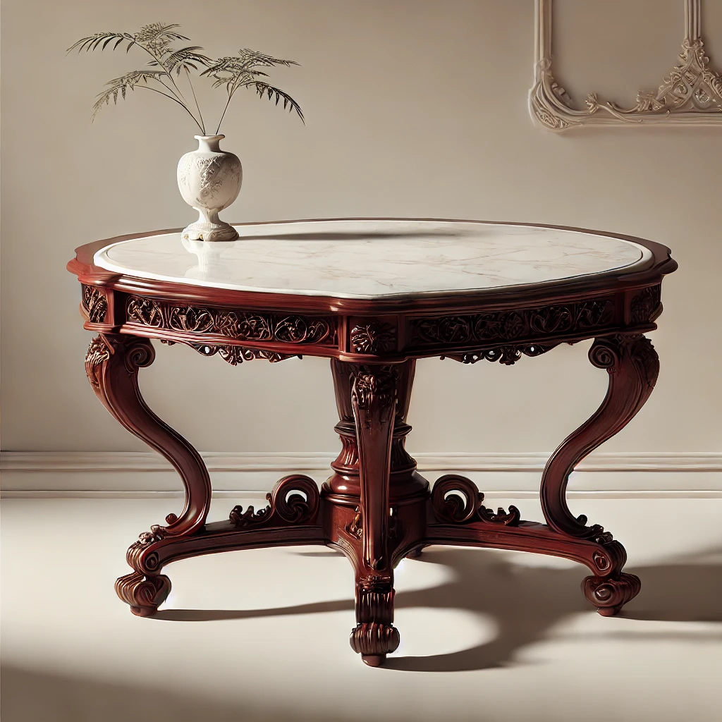 Victorian Elegance Marble-Top Center Table - tarashfurniture.com