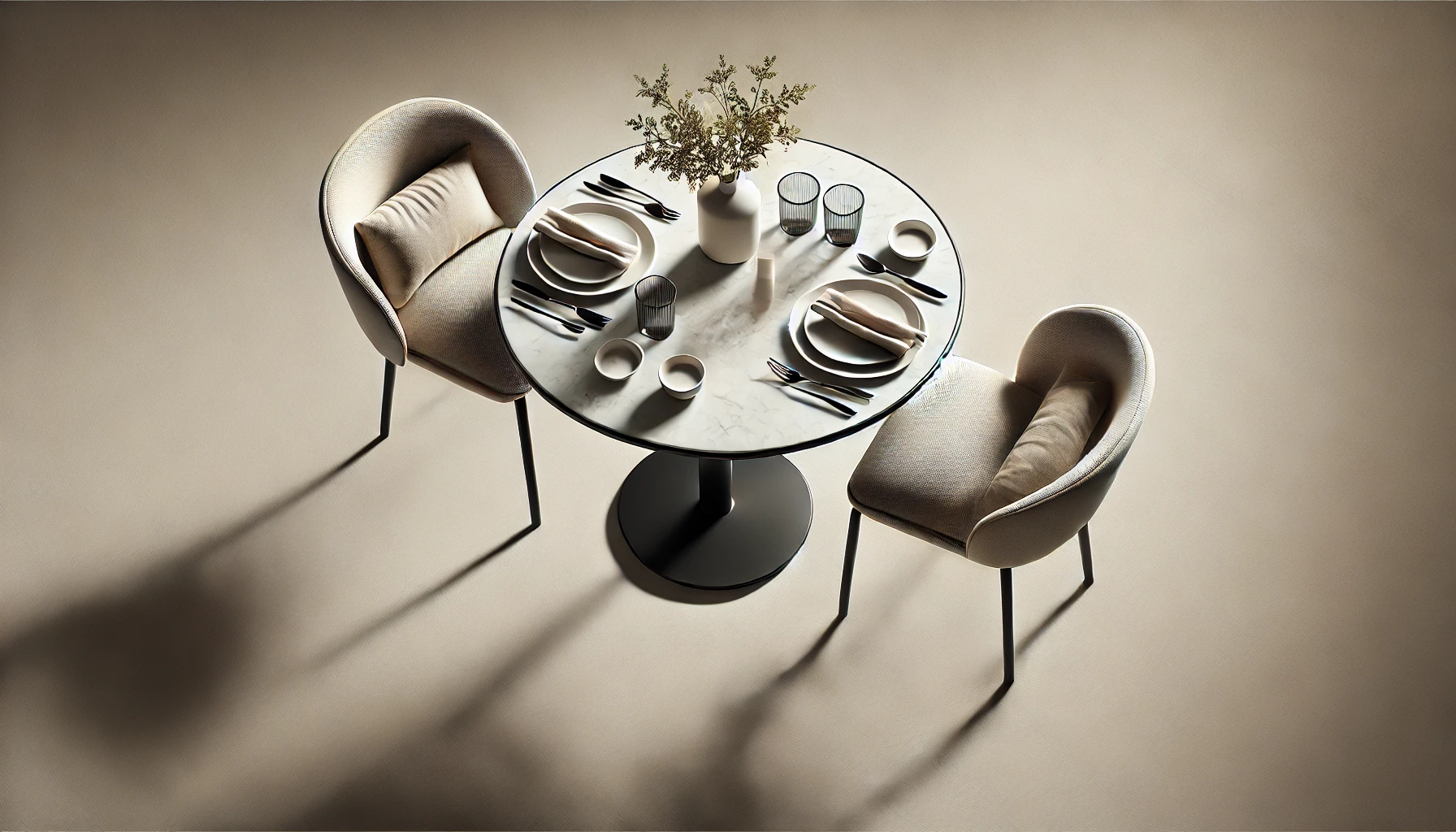 Modern Round Marble Dining Table Set for Two - tarashfurniture.com